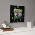 Modern Black Frame Custom Photo Square Wall Clock | Zazzle