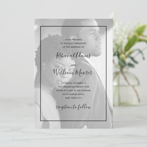 Modern Black Frame | Photo Overlay Wedding Invitation | Zazzle
