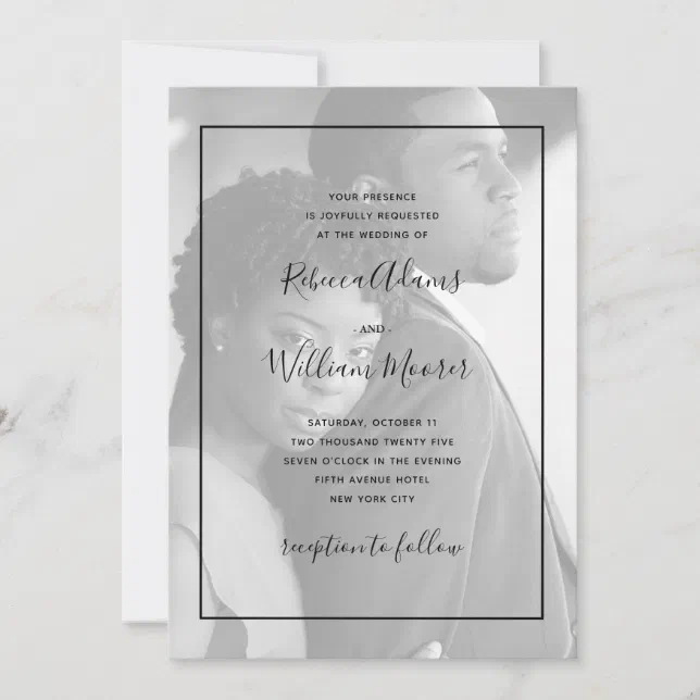 Modern Black Frame | Photo Overlay Wedding Invitation | Zazzle