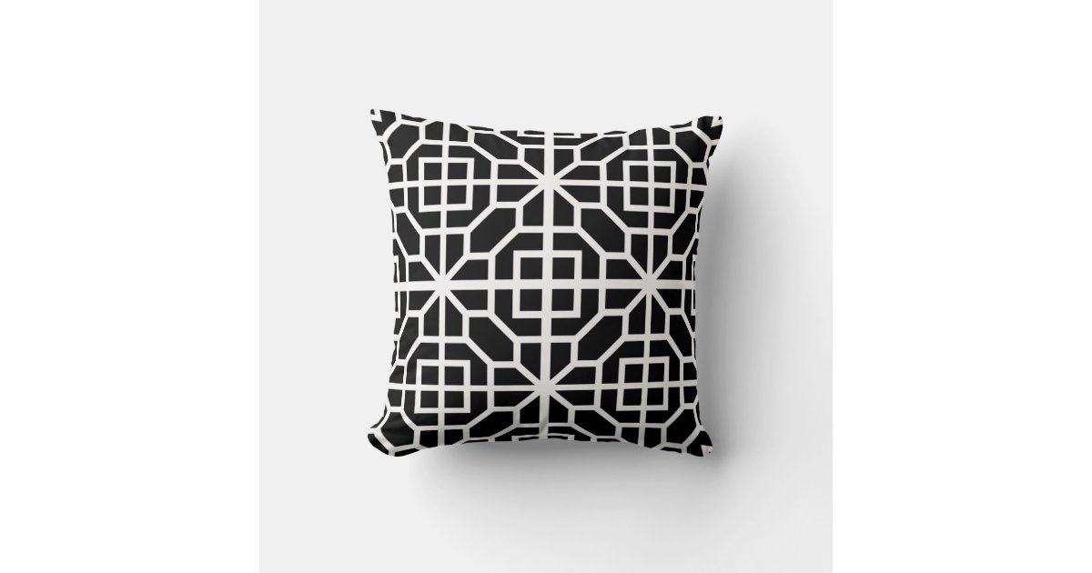 Modern Black Geometric Throw Pillow | Zazzle