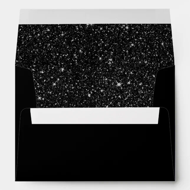 Modern Black Glitter Elegant All Black Envelope | Zazzle