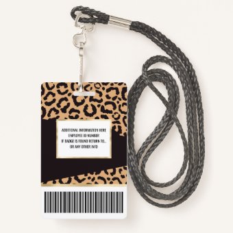 Modern Black Gold Cheetah Leopard Animal Print Badge | Zazzle