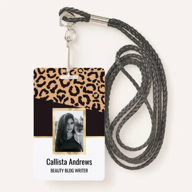 Modern Black Gold Cheetah Leopard Animal Print Badge | Zazzle