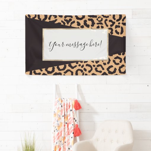 Modern Black Gold Cheetah Leopard Animal Print Banner | Zazzle