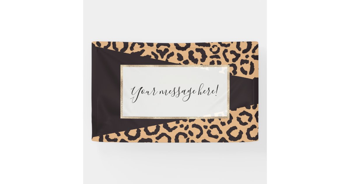 Modern Black Gold Cheetah Leopard Animal Print Banner | Zazzle