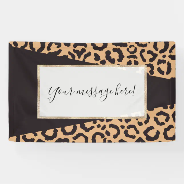Modern Black Gold Cheetah Leopard Animal Print Banner | Zazzle