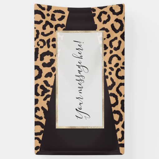 Modern Black Gold Cheetah Leopard Animal Print Banner | Zazzle