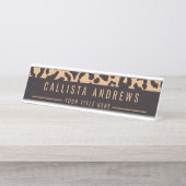 Modern Black Gold Cheetah Leopard Animal Print Desk Name Plate | Zazzle