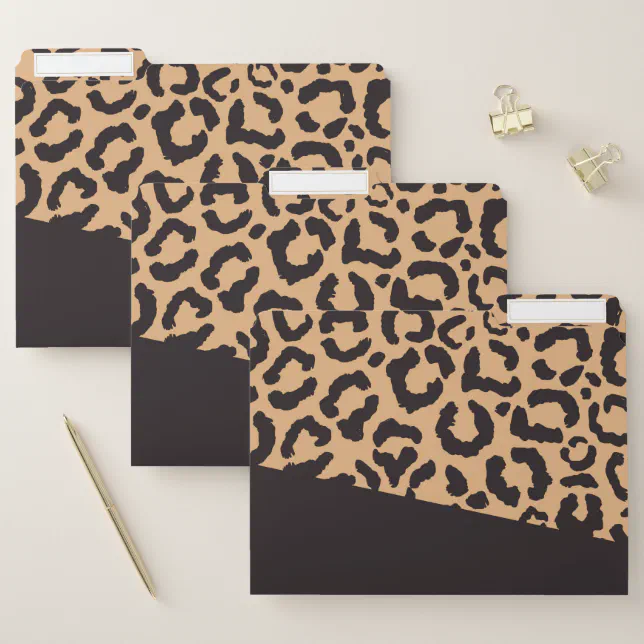 Modern Black Gold Cheetah Leopard Animal Print File Folder | Zazzle