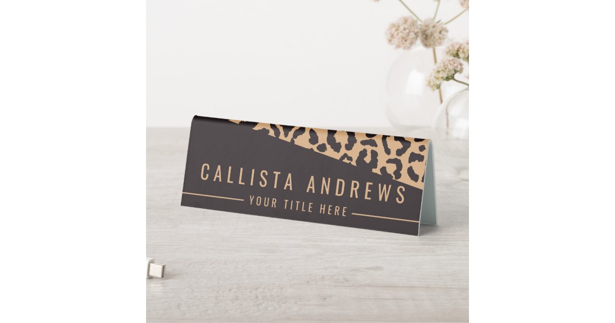 Modern Black Gold Cheetah Leopard Animal Print Table Tent | Zazzle