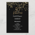 Modern Black Gold confetti 50 and fabulous Program | Zazzle