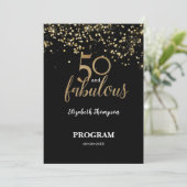 Modern Black Gold confetti 50 and fabulous Program | Zazzle
