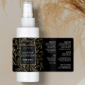 Modern Black & Gold Floral Room Spray Bottle Label | Zazzle