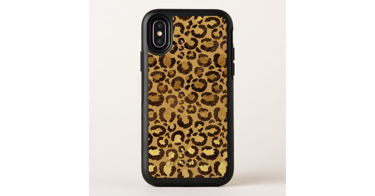 Modern Black Gold Foil Cheetah Animal Pattern Otterbox iPhone Case | Zazzle