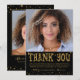 Modern Black Gold Glitter 2 Photo Graduation Thank You Card | Zazzle