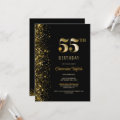 Modern Black Gold Glitter 55th Birthday Party Invitation | Zazzle