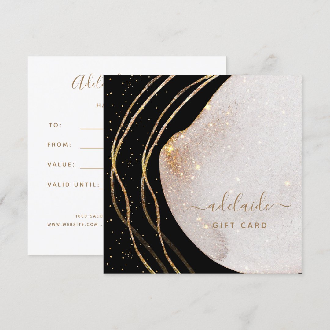 Modern Black Gold Glitter Hair Stylist Gift Card | Zazzle