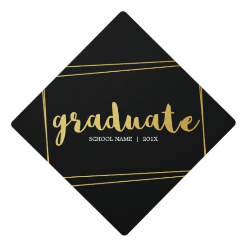 Modern Black & Gold Graduation Cap Topper | Zazzle