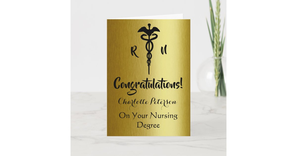Modern Black &Gold Nurse Graduation Congratulation Card | Zazzle