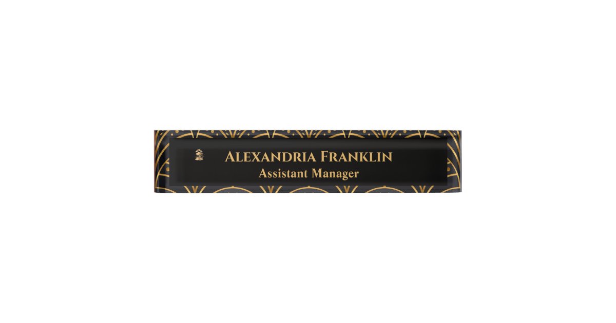 Modern Black Gold Office Personalize Desk Name Plate | Zazzle