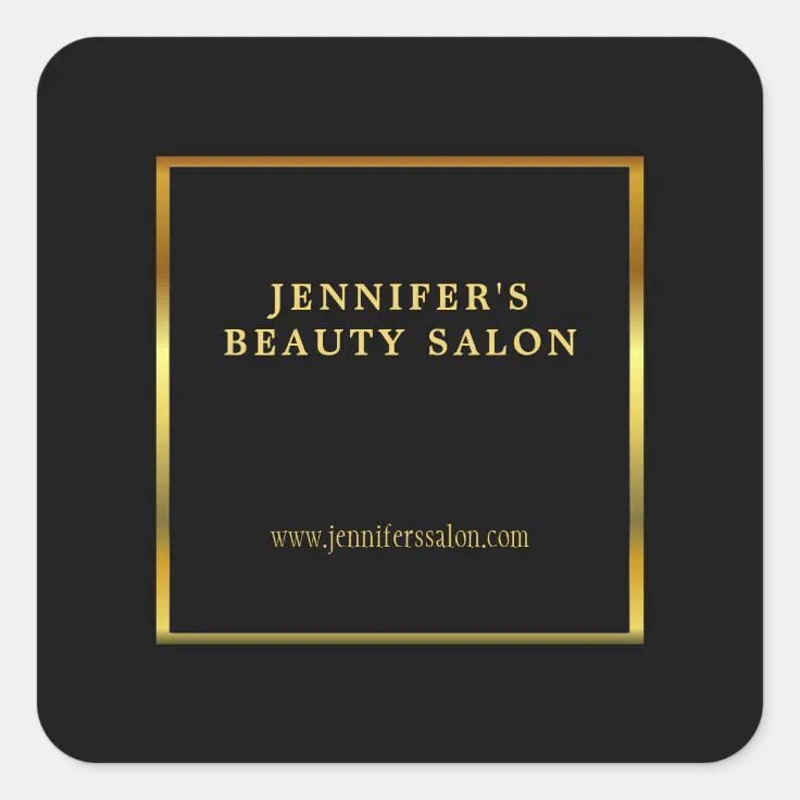 Modern black gold promotional professional square sticker | Zazzle