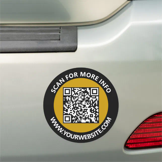 Modern Black Gold QR Code personalized Text /Large Car Magnet | Zazzle
