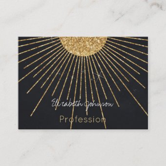 Modern Black Gold Shining Sun Business Card | Zazzle