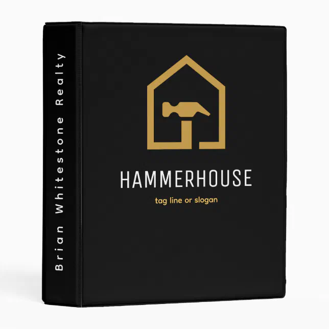 Modern Black & Golden Construction Building Mini Binder | Zazzle