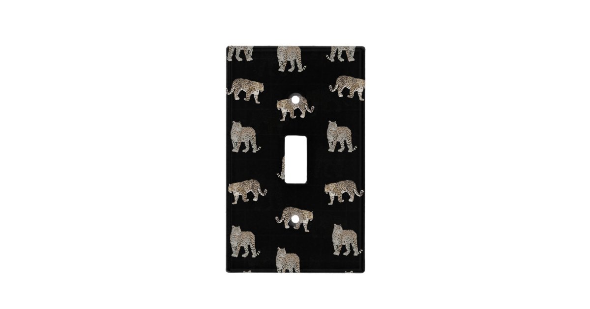 Modern Black Golden Leopard Jungle Animals Light Switch Cover | Zazzle