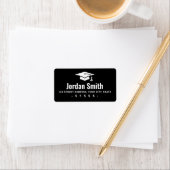 Modern black graduation hat return address label | Zazzle