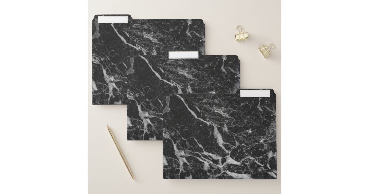 Modern Black & Gray Faux Marble File Folder | Zazzle