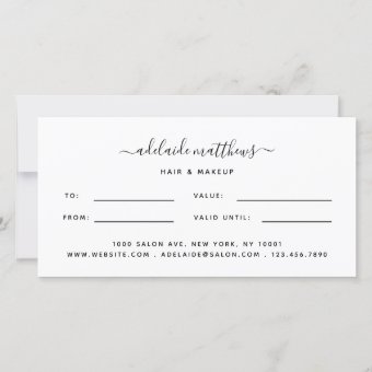 Modern Black Hair Stylist Script Gift Certificate | Zazzle