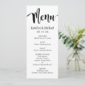 Modern Black Handwritten Script Wedding Menu | Zazzle