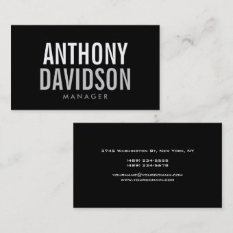 Modern Black Huge Bold Text Business Card | Zazzle