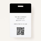 Modern Black ID Card Minimal Logo Photo QR Code Badge | Zazzle