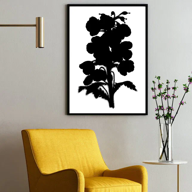 Modern Black Ink Abstract Garden Floral Art Poster | Zazzle