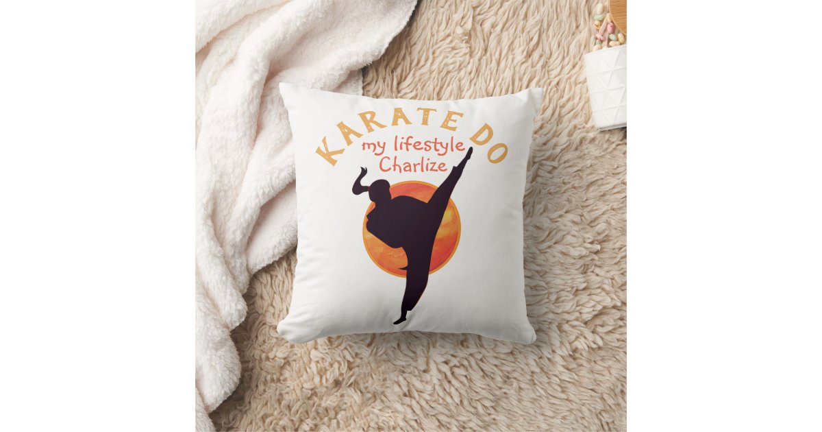 Modern Black Japan Karate Silhouette Martial Arts Throw Pillow | Zazzle