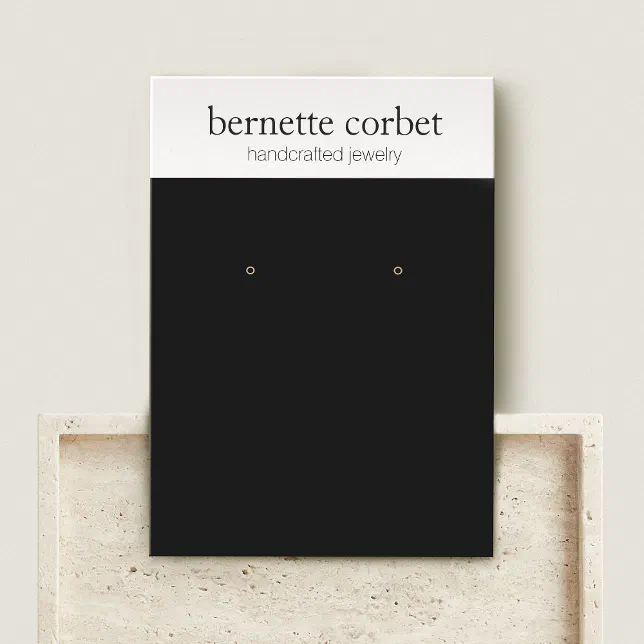 Modern Black Jewelry Designer Earring Display Card | Zazzle