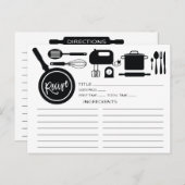 Modern Black Kitchen Utensils Recipe Card | Zazzle