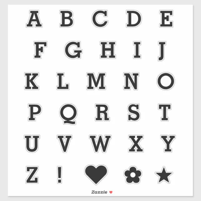 Modern Black Letters | Monogram Alphabet Stickers | Zazzle