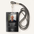 Modern Black Metal Employee Photo ID Badge | Zazzle