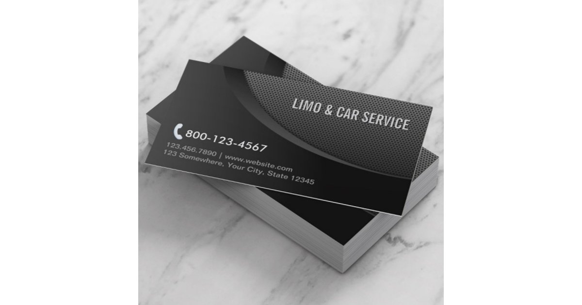 Modern Black Metal Limo & Car Service Business Card | Zazzle