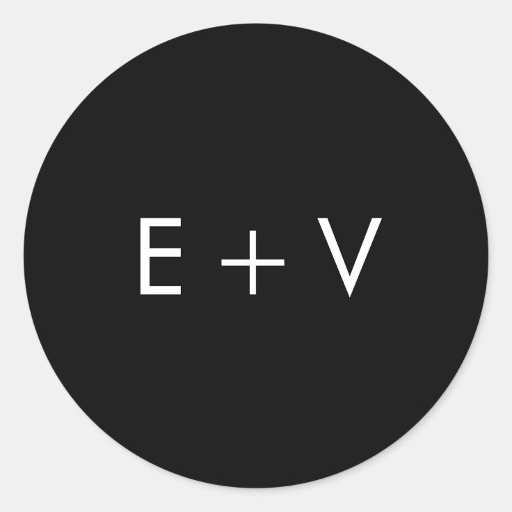 Modern Black Monogram Wedding Classic Round Sticker | Zazzle