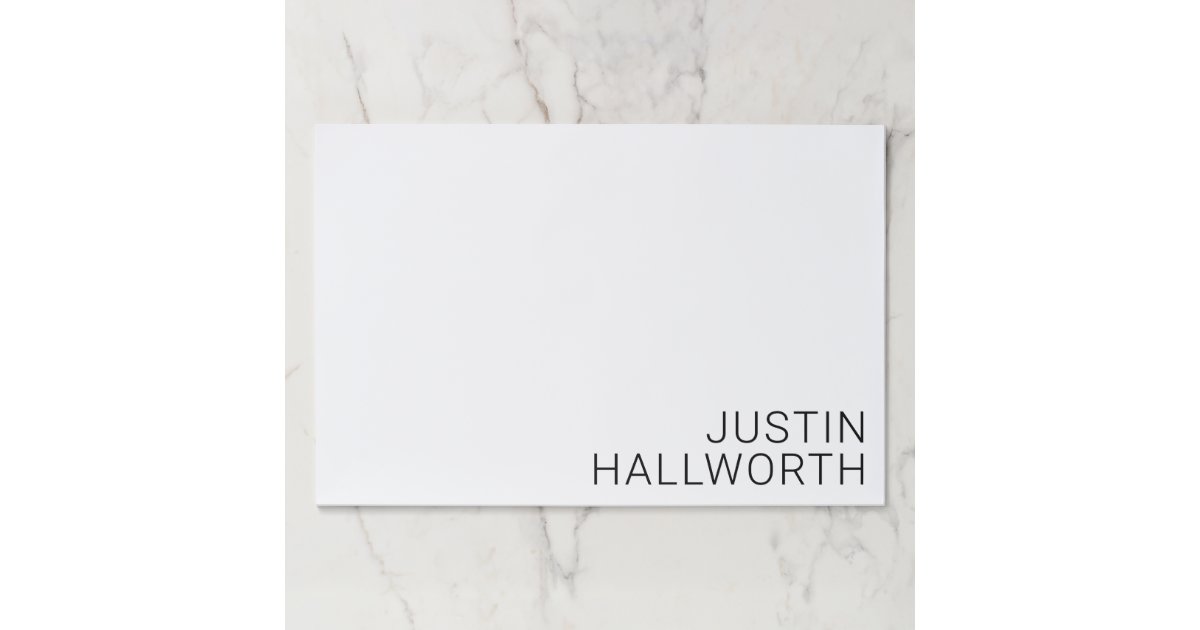 Modern Black Name on White Paper Pad | Zazzle
