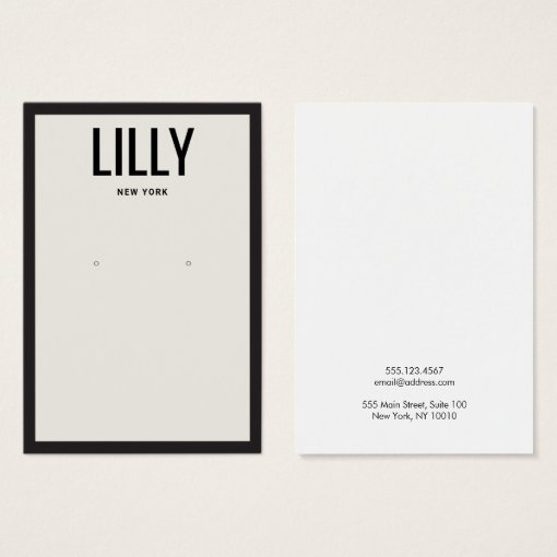 Modern Black Off White Border Earring Display Card | Zazzle