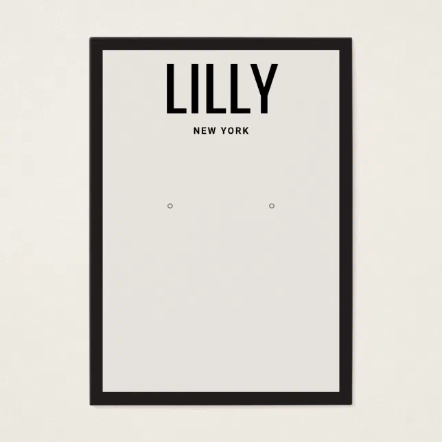 Modern Black Off White Border Earring Display Card | Zazzle