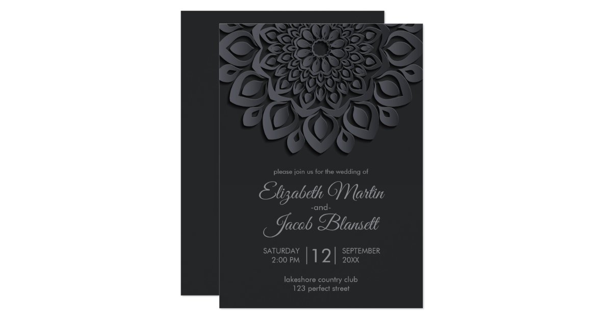 Modern Black Paper cut Mandala Wedding Invitation | Zazzle.com