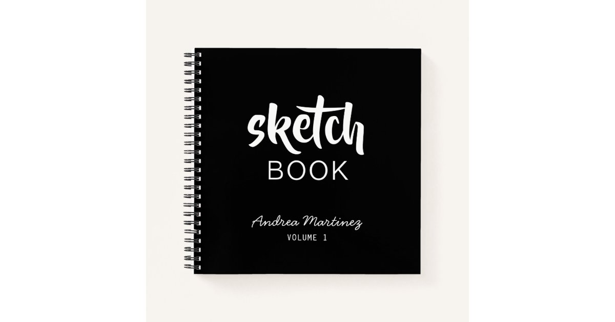 Modern Black Personalized Sketchbook Notebook | Zazzle