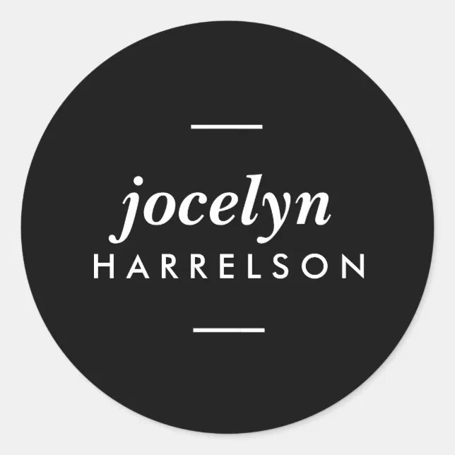 Modern Black Personalized Stickers | Zazzle