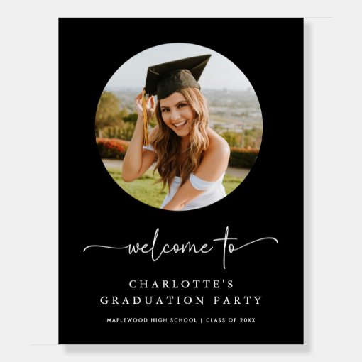 Modern Black Photo Graduation Welcome Sign | Zazzle